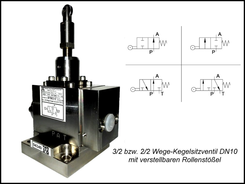 3/2 und 2/2 Wege-Kegelsitzventil mit verstellbaren Rollen oder ...